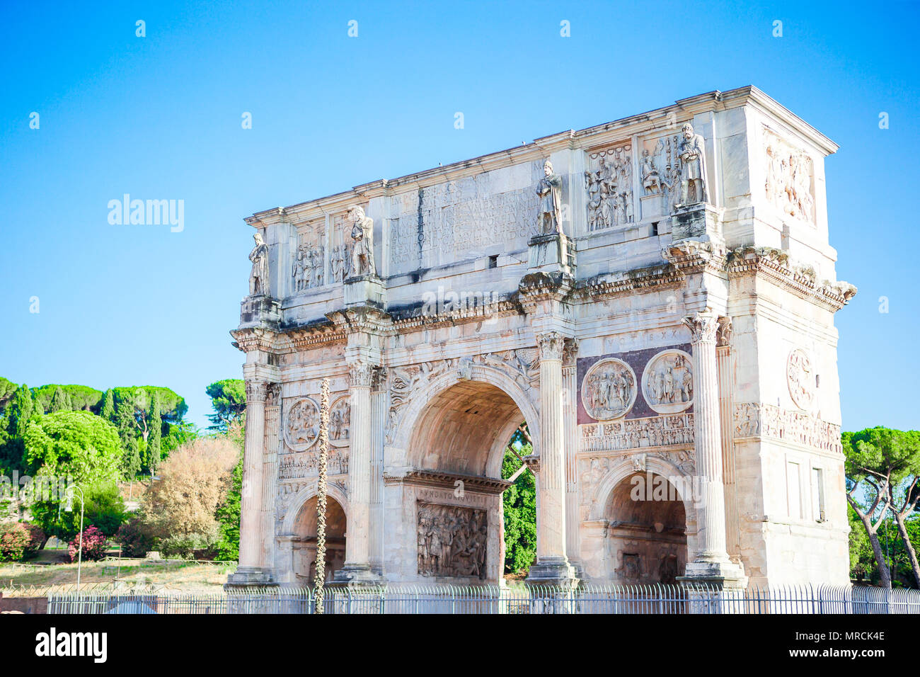Landscape view of the Arch of Constantine in sunny holidays, lots of ...