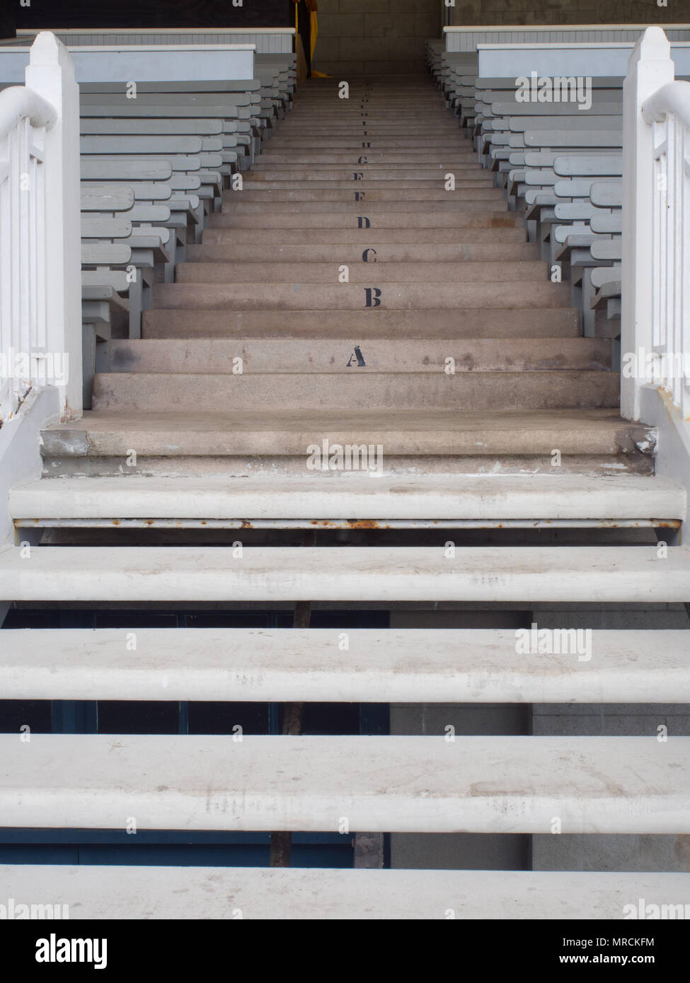 Wooden Steps And Bench Seats In A Racecourse Grandstand Stock Photo - Alamy