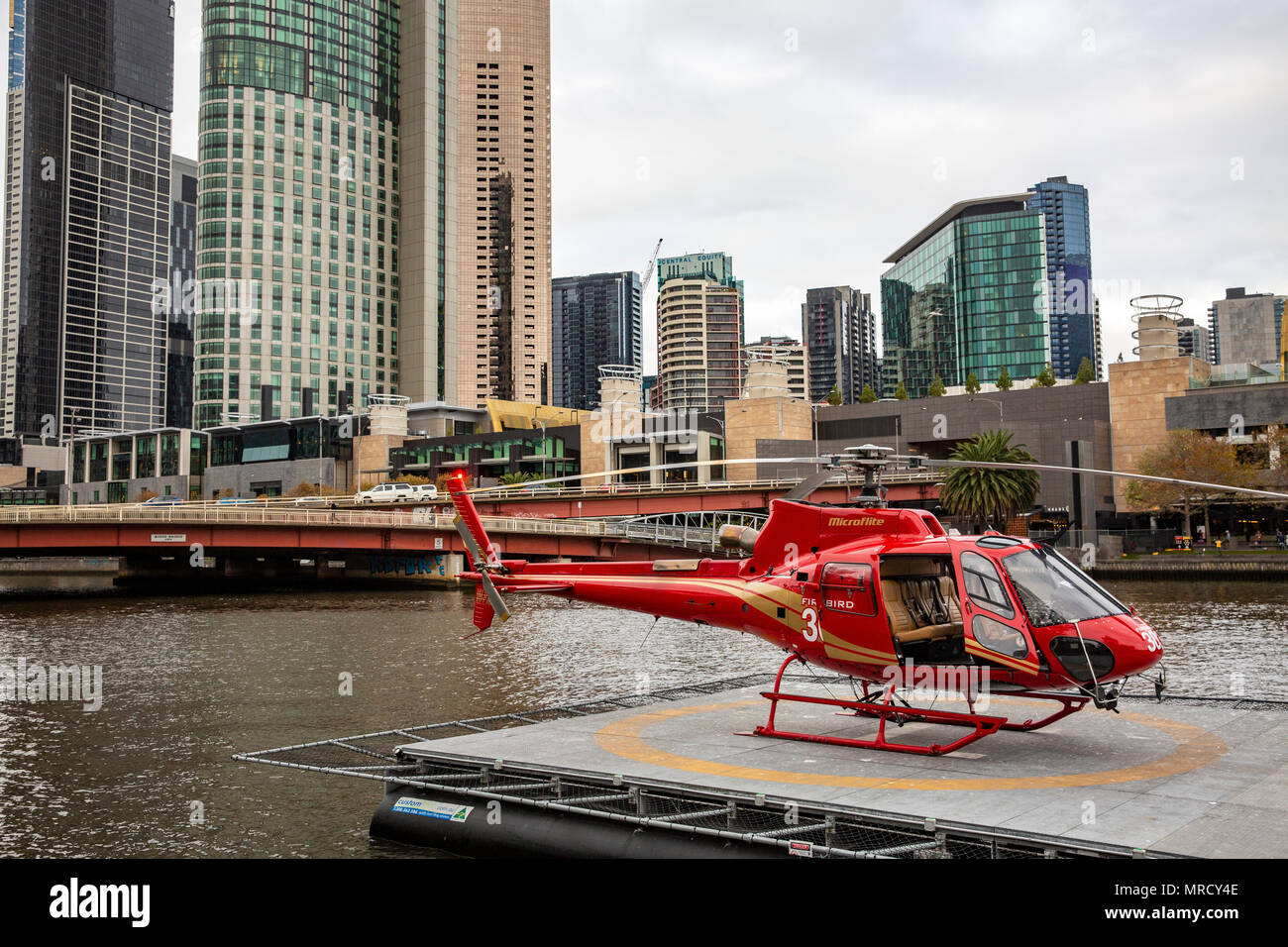 Melbourne helicopter on the river yarra in melbourne city centre ...