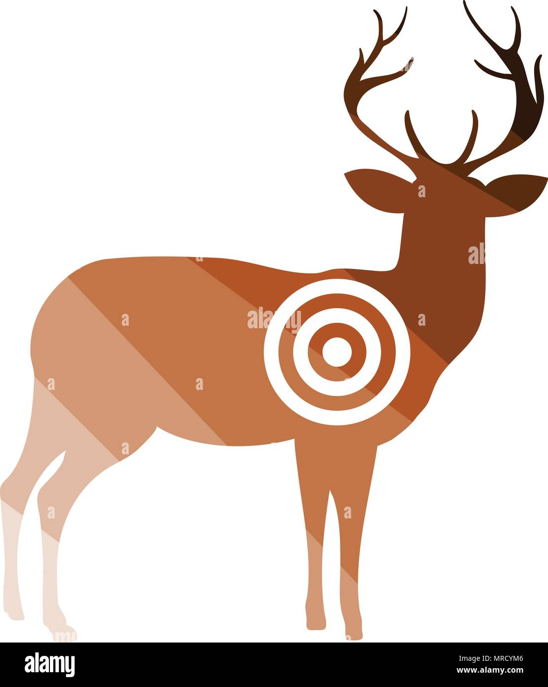 Deer silhouette with target icon. Flat color design. Vector ...