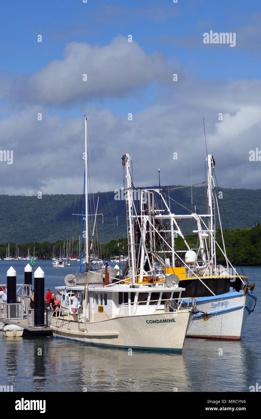 Fishing trawlers Condamine and Santiego selling fresh fish and prawns ...