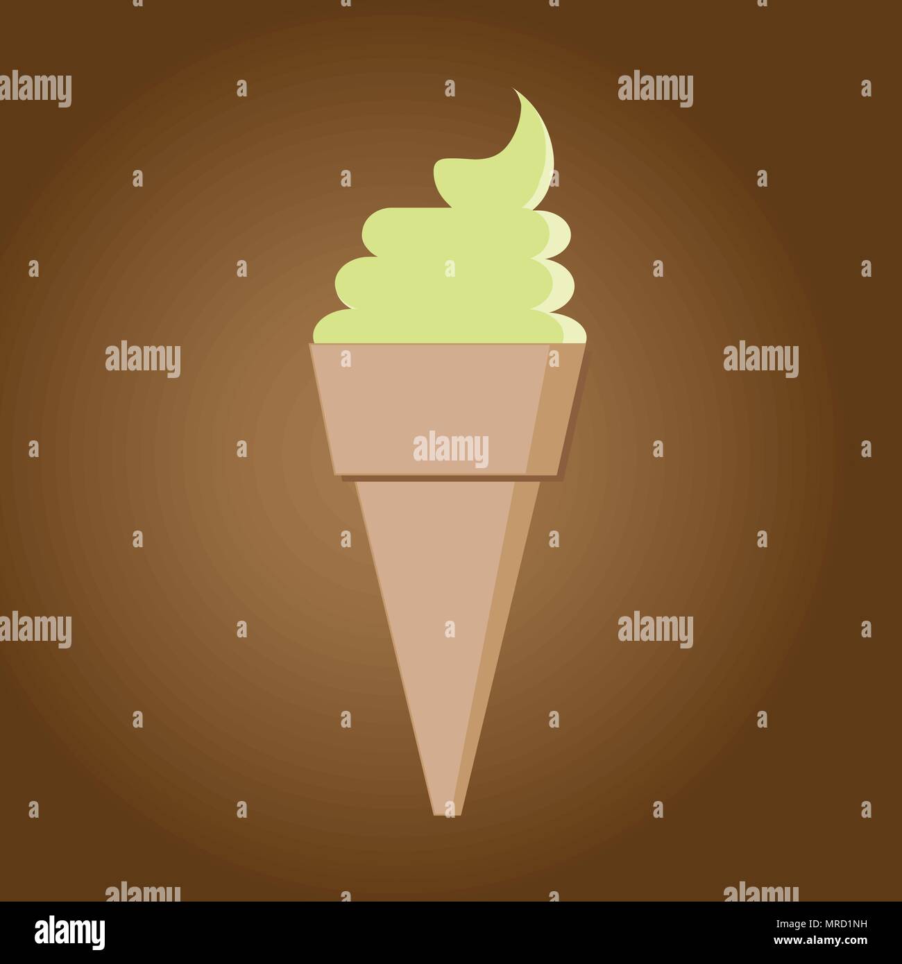 ice cream cone color vector illustration on radial blur background ...