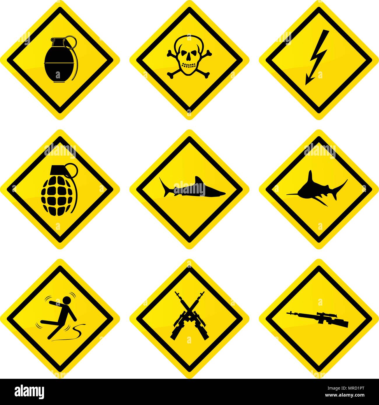 collection of yellow rectangle danger signs vector illustration Stock ...
