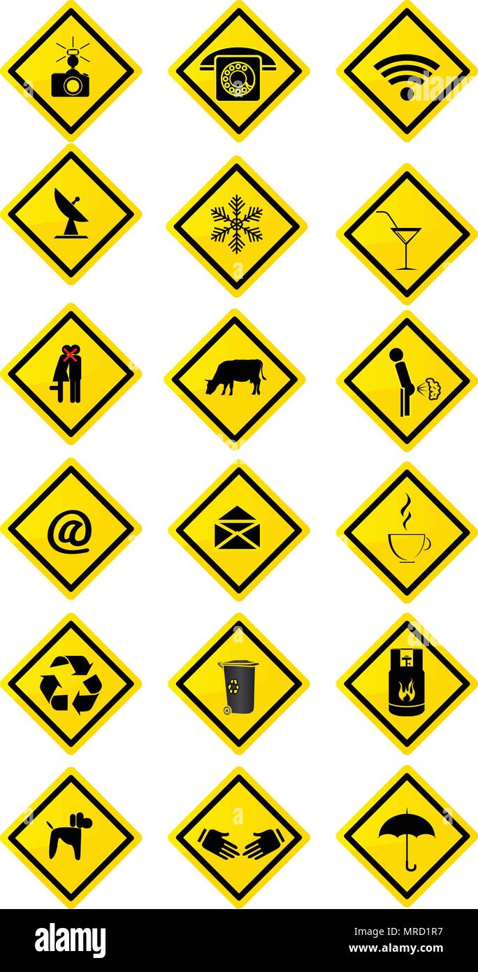 collection of yellow rectangular signs vector illustration Stock Vector ...