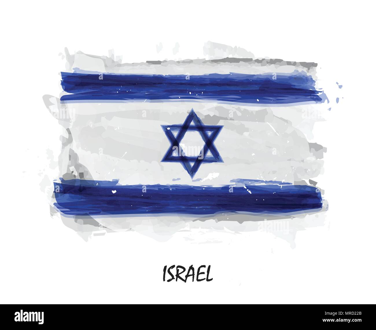 Realistic watercolor painting flag of Israel . Vector Stock Vector ...