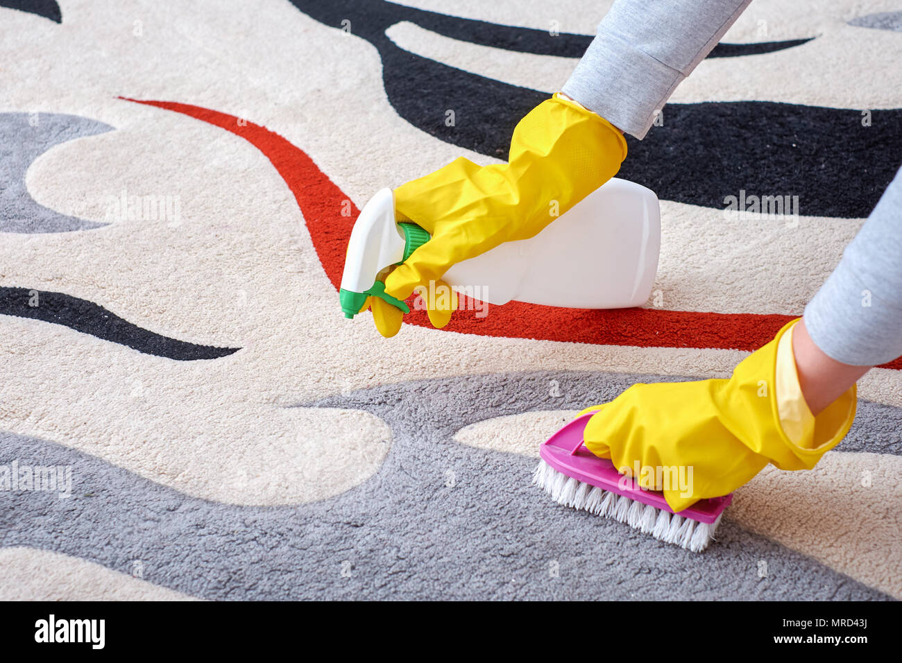 A picture of women hands in yellow gloves cleaning the floor Stock ...