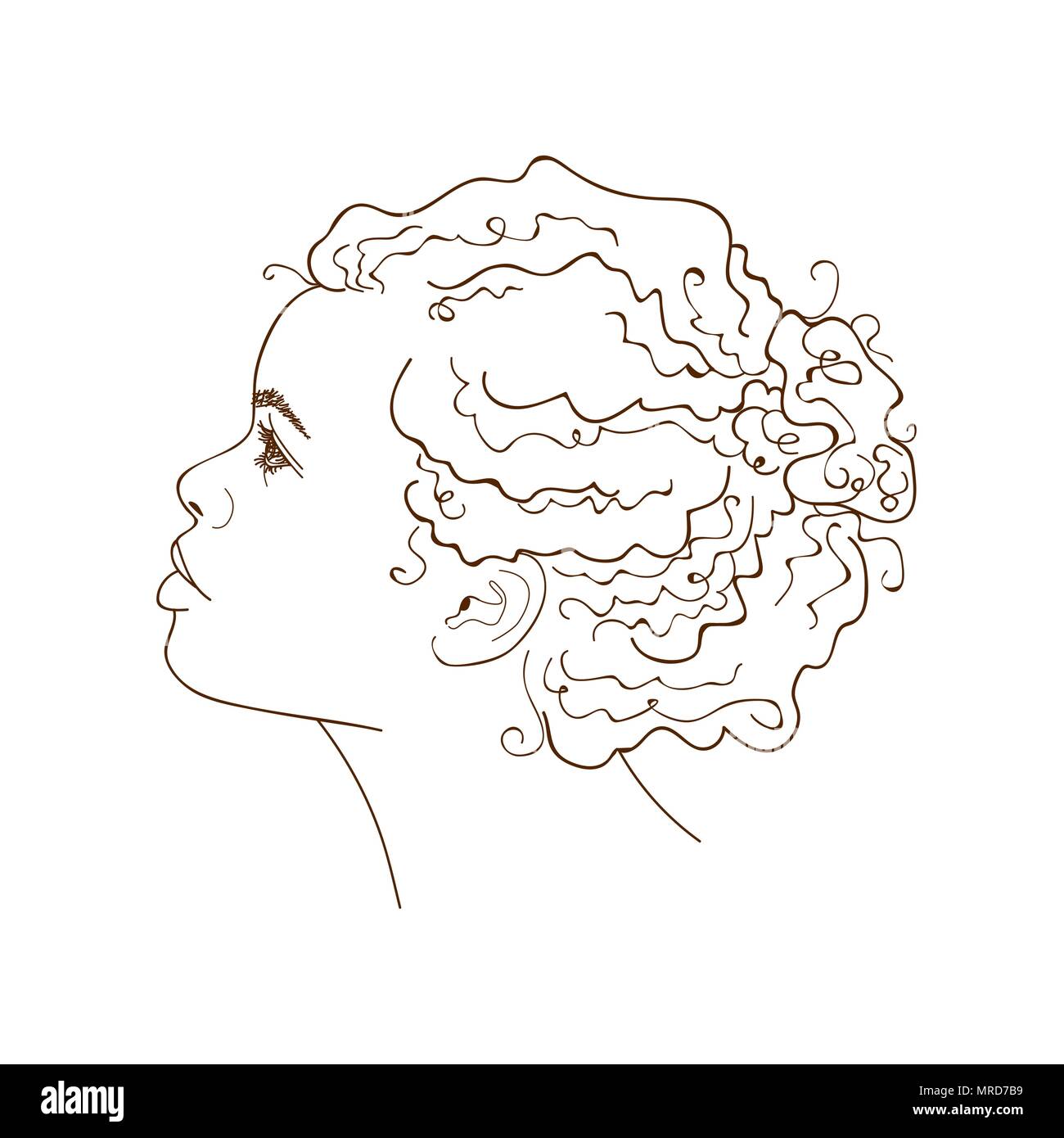 African girl linear graphic portrait Stock Vector Image & Art - Alamy
