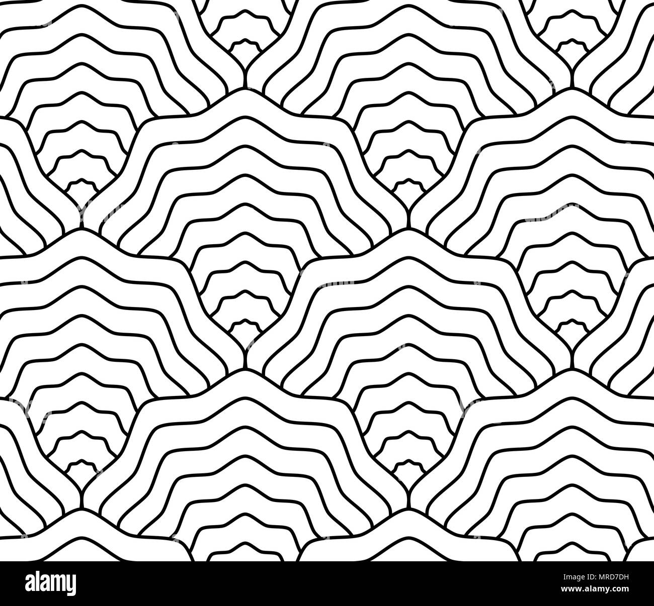 Linear scales seamless pattern, fish tail, mermaid tail, seashells ...