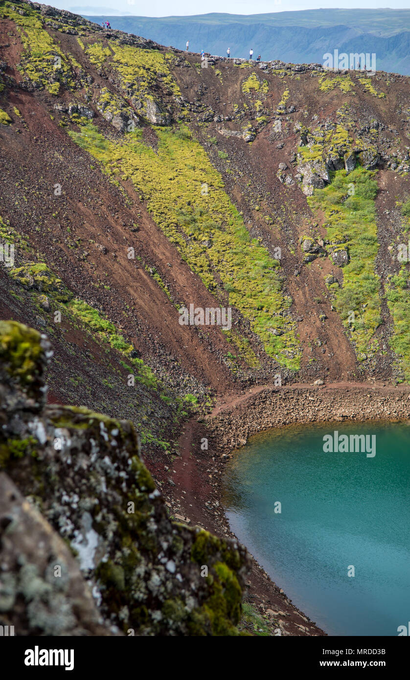 Kerið volcanic crater lake also called Kerid or Kerith in southern ...