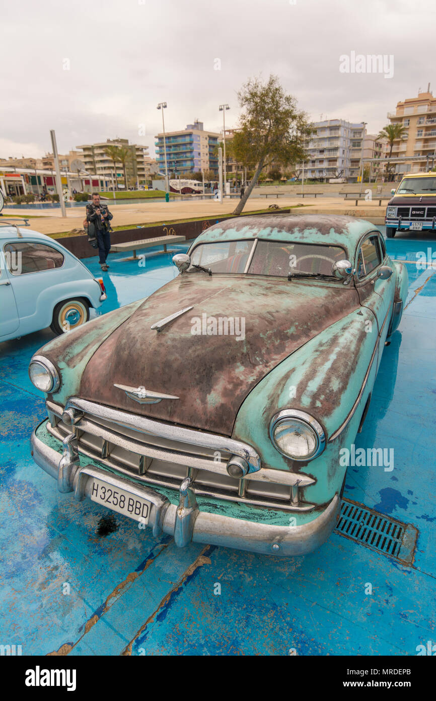 Calafell, Spain, May 2018: Chevrolet classic Car in Riverside car show ...
