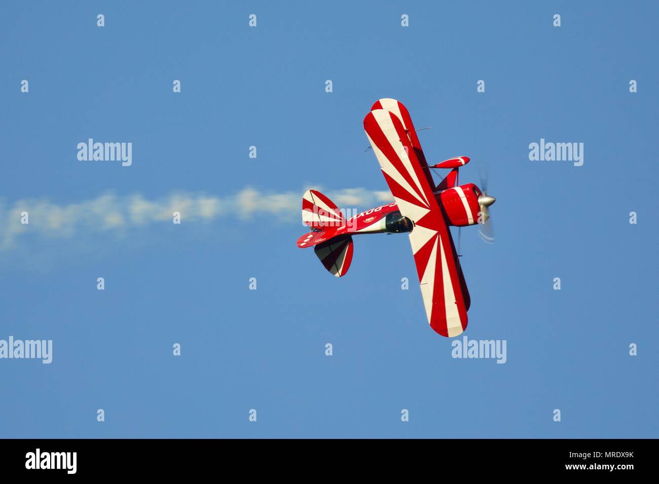 Pitts Special aerobatic biplane performing a fast and exciting aerial ...