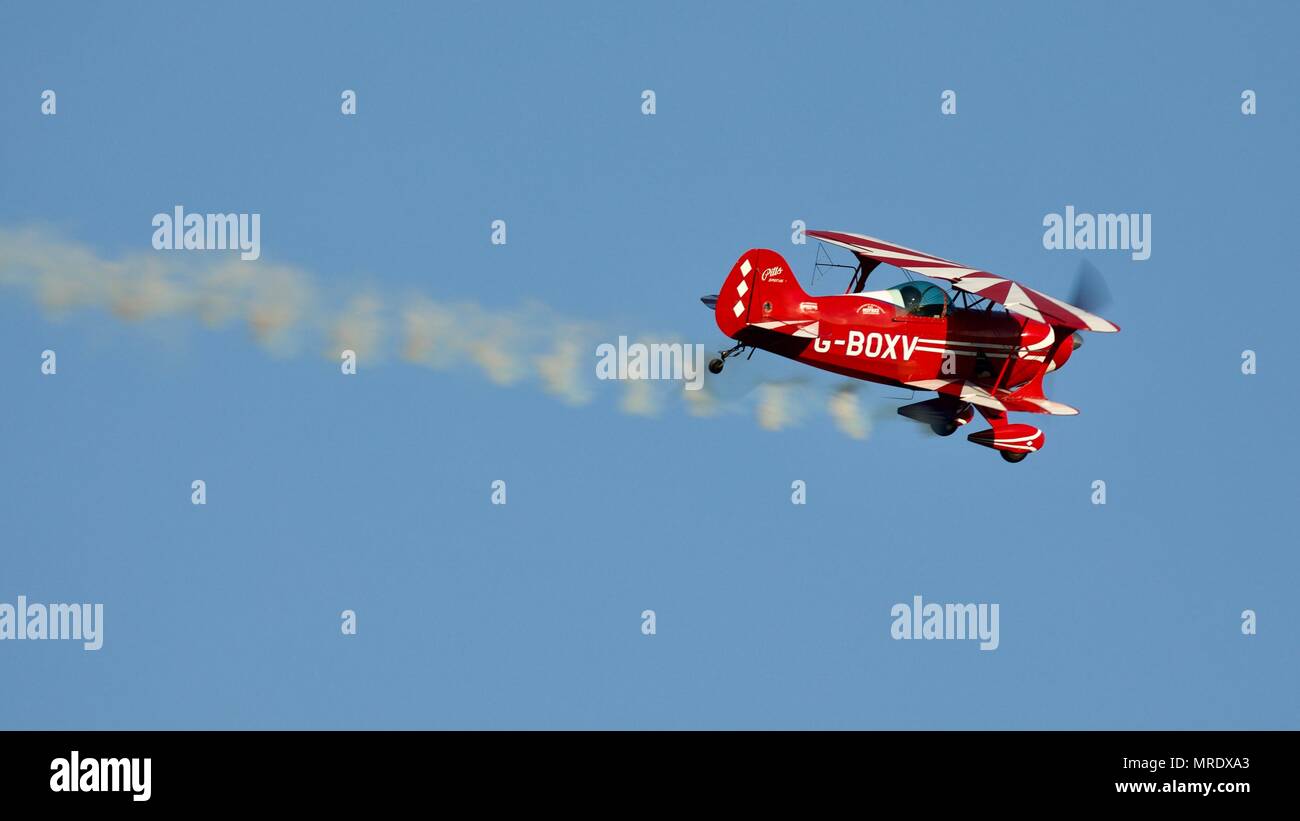 Pitts Special aerobatic biplane performing a fast and exciting aerial ...
