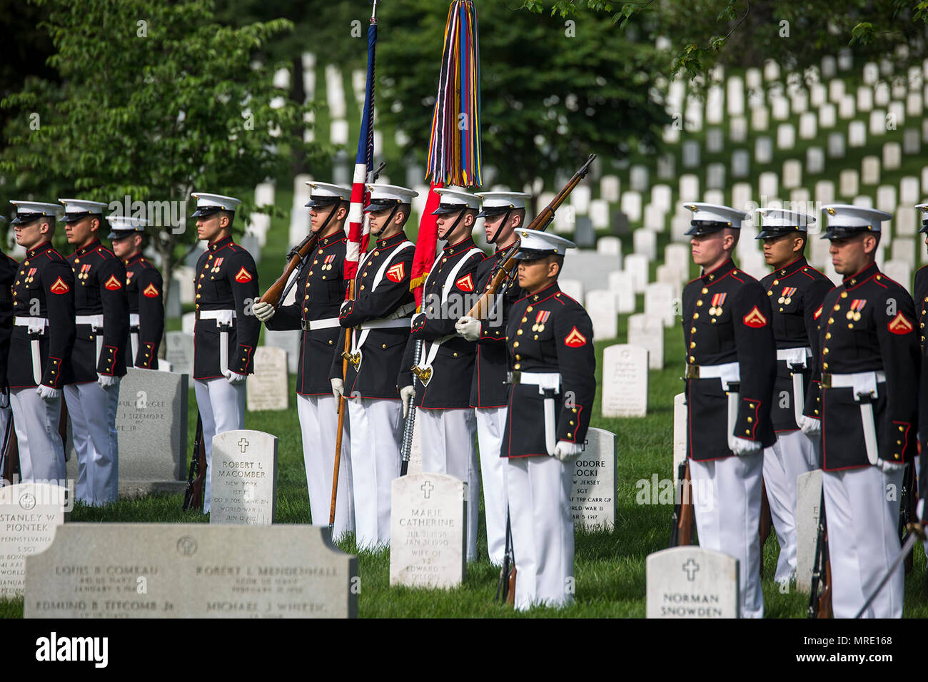 Marines with Bravo Company and the U.S. Marine Corps Color Guard ...