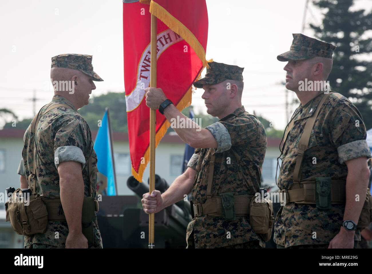 U.S. Marine Corps Col. James Lewis , center, relinquished command as ...