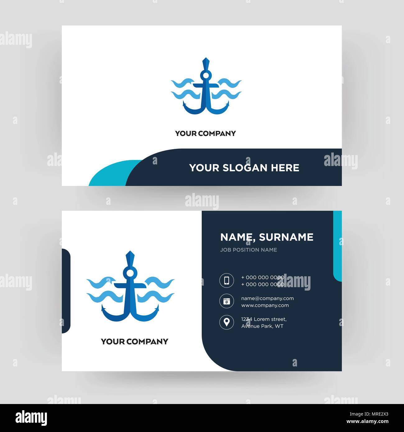 navy anchor, business card design template, Visiting for your company ...