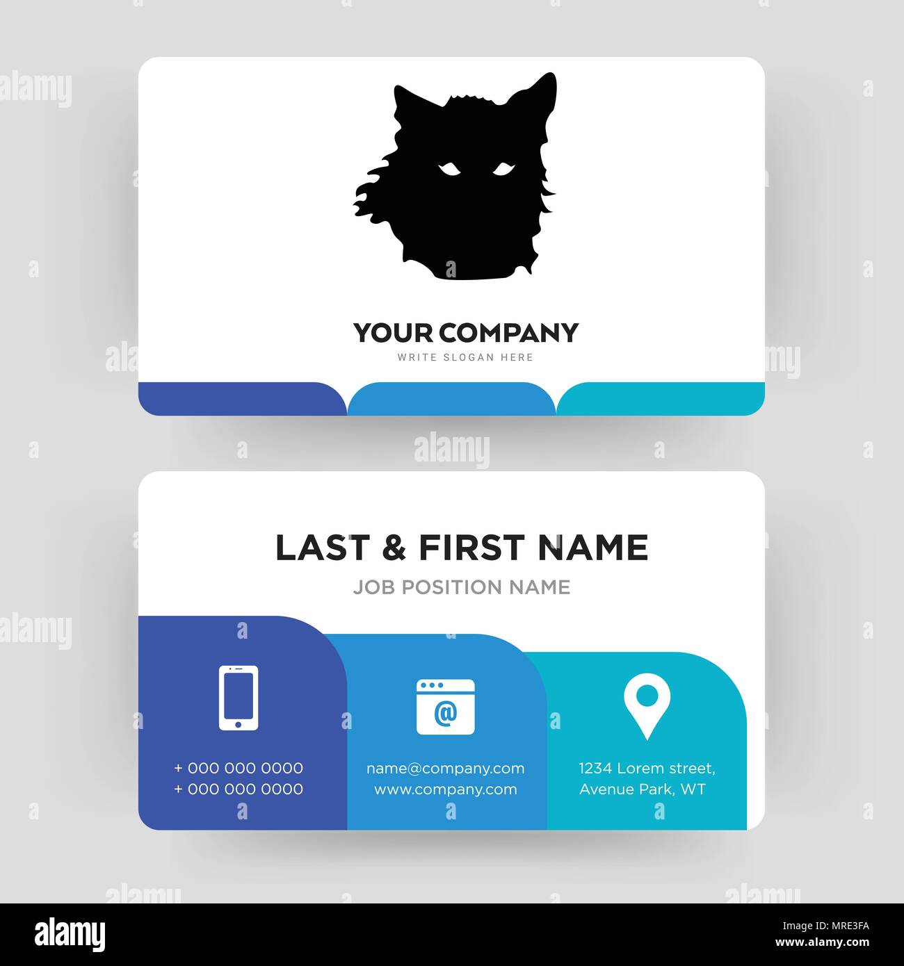 wolf face, business card design template, Visiting for your company ...