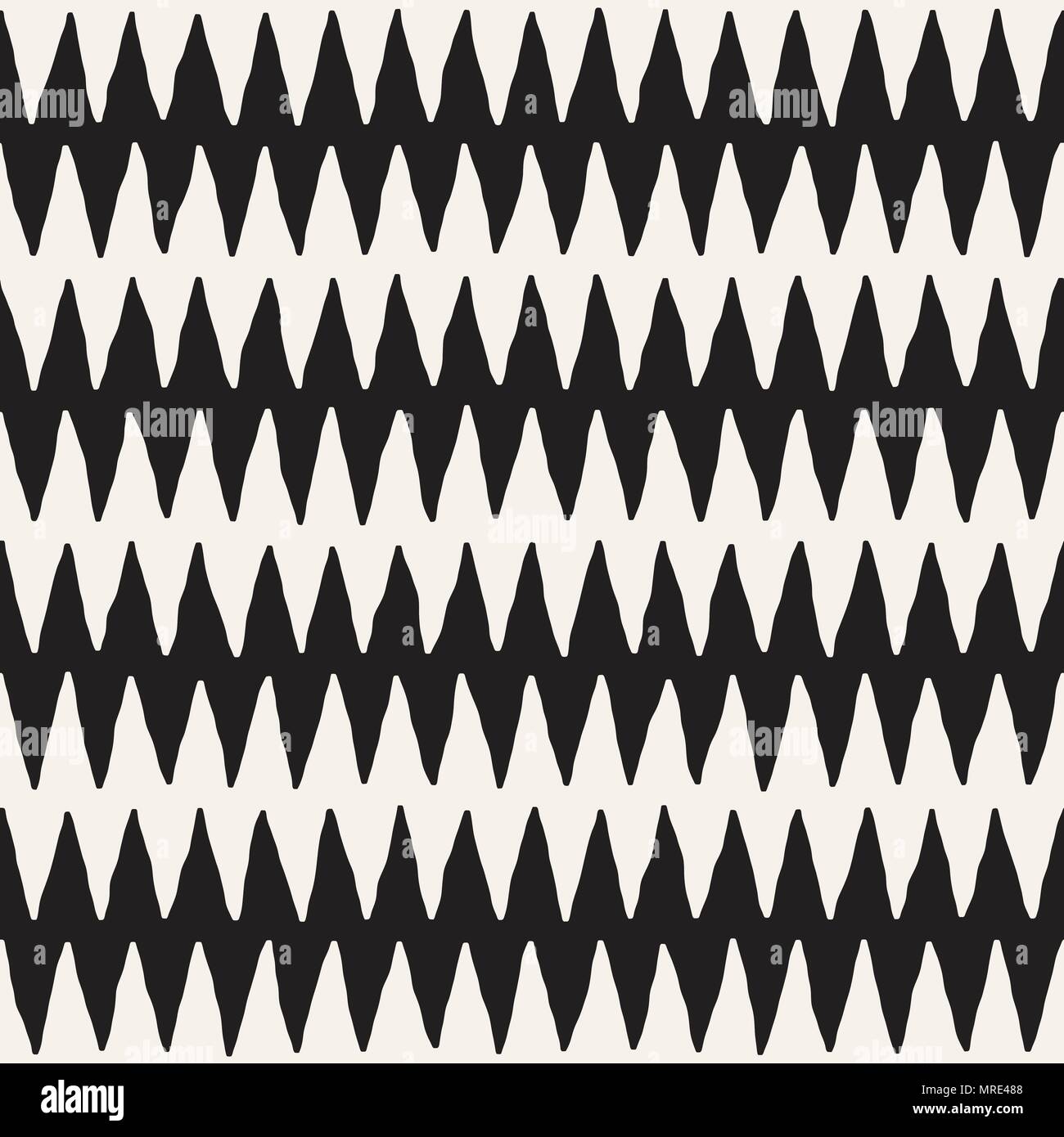 Hand drawn style abstract seamless pattern in black and white. Retro ...