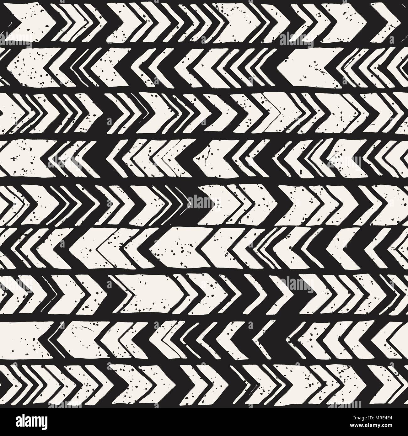 Seamless hand drawn style chevron pattern in black and white. Abstract ...