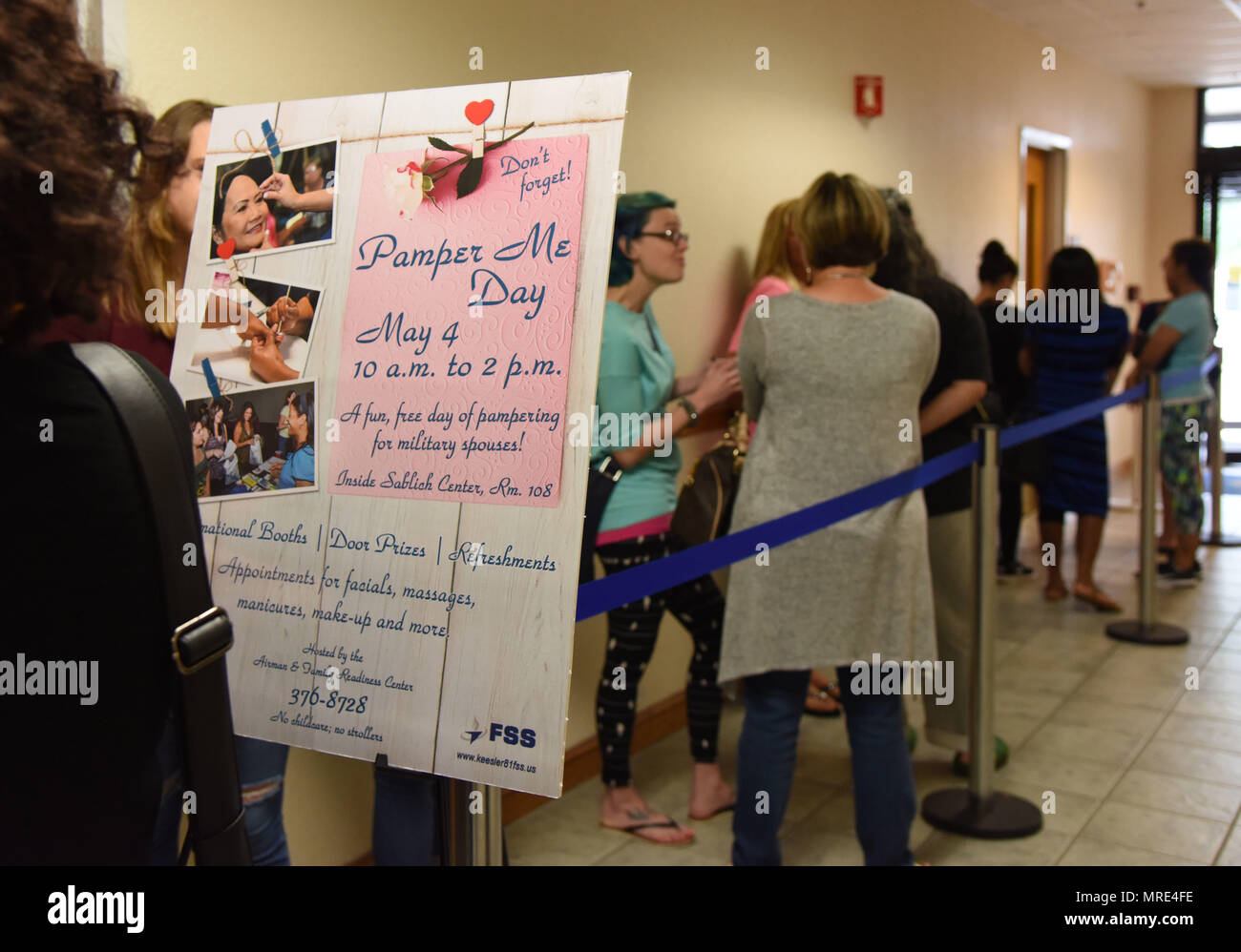 Keesler spouses line the wall during Pamper Me Day at the Sablich ...