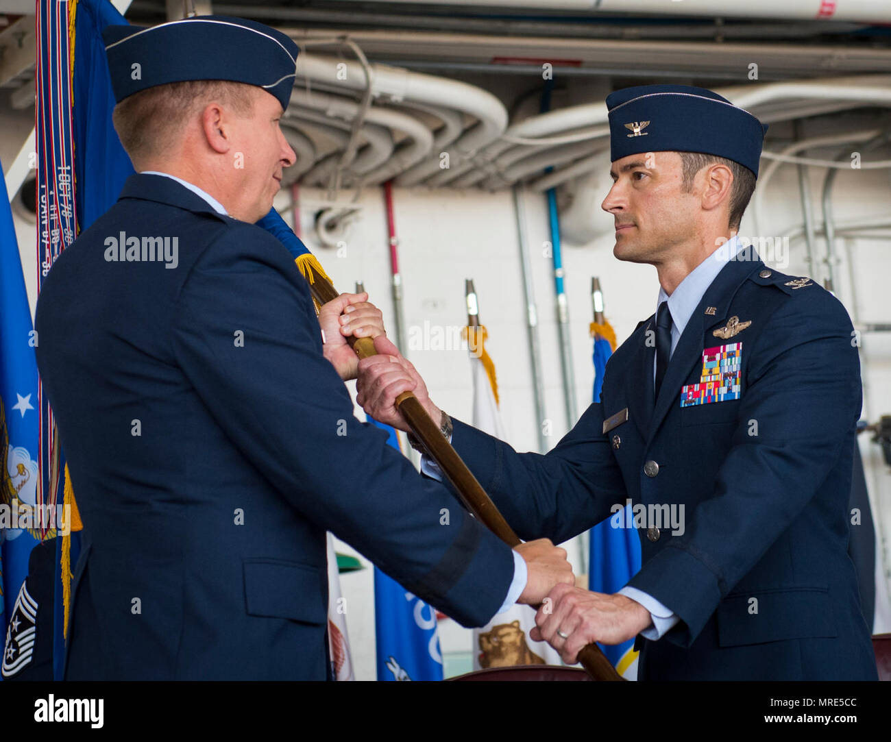 Col. Paul Moga accepts the 33rd Fighter Wing guidon during the wing’s ...