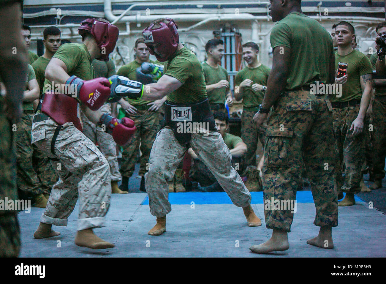 USS SOMERSET, At sea (April 13, 2017) U.S. Marines with the 11th Marine ...