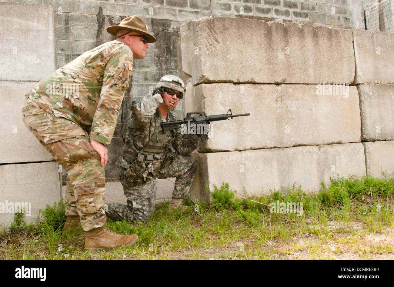 Drill sergeants with the 95th Training Command practice running through ...