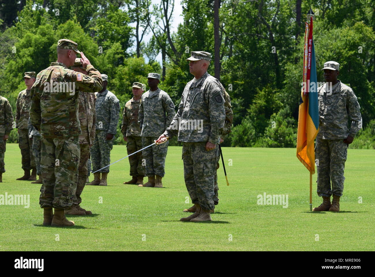 Command Sgt. Maj. Wade McCord, outgoing Command Sgt. Maj. of the 648th ...
