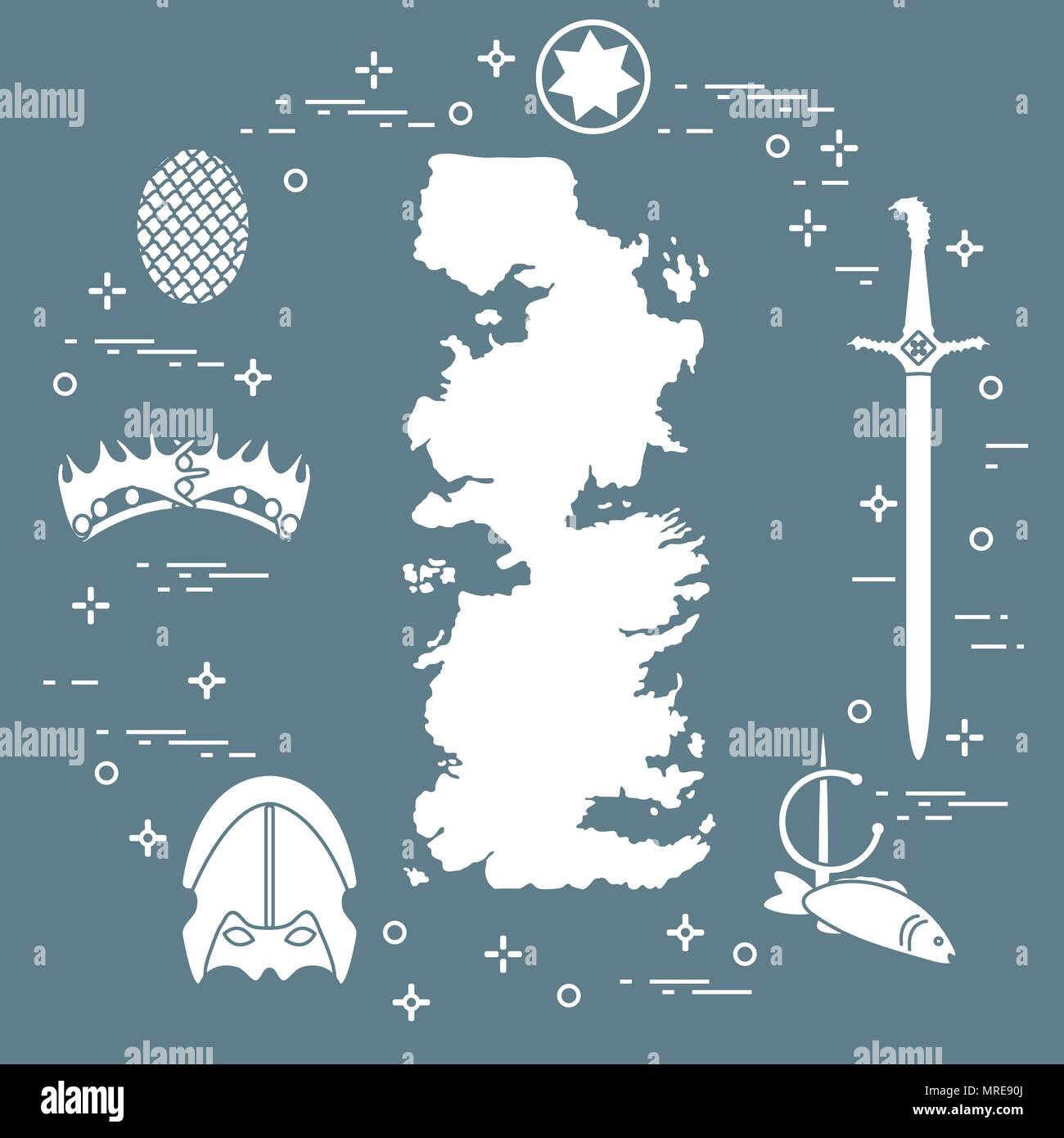 Symbols of the popular fantasy television series. Art and cinema theme ...