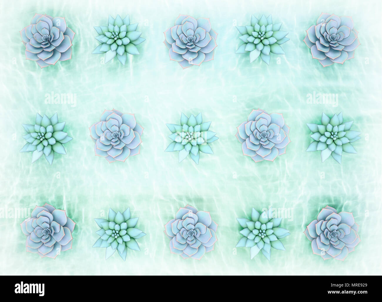 Abstract horizontal light blue floral background. The plants in the ...