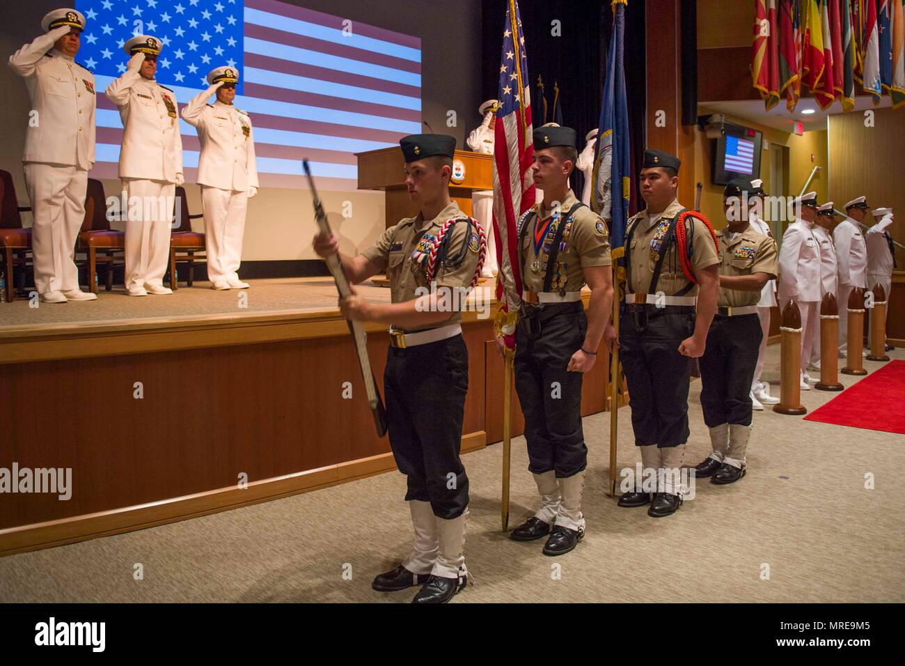 170608-N-GP524-0203 NORFOLK (June 8, 2017) The color guard parade the ...