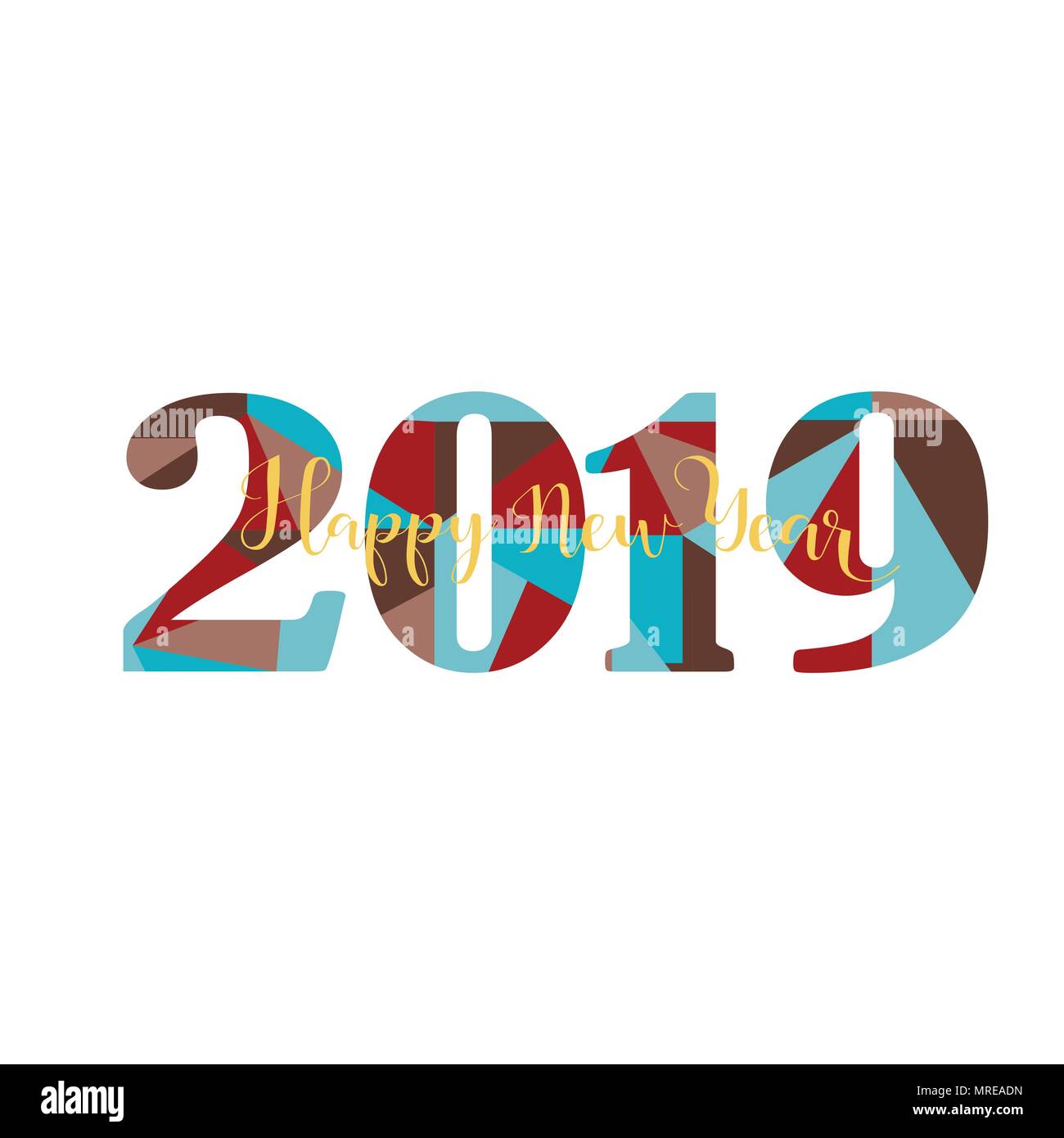 Happy New Year 2019 design elements for design of gift cards, flyers ...
