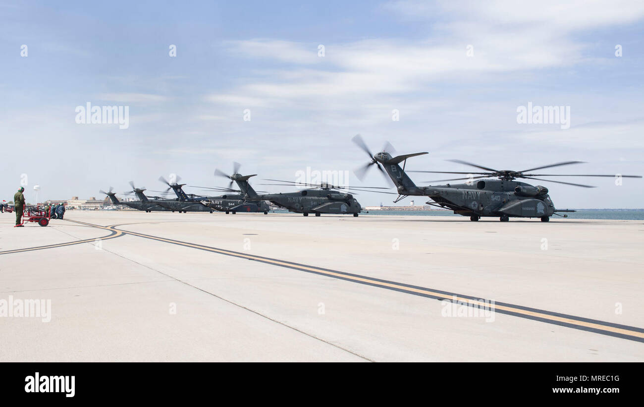 (April 13, 2017) Five MH-53E Sea Dragon helicopters assigned to ...