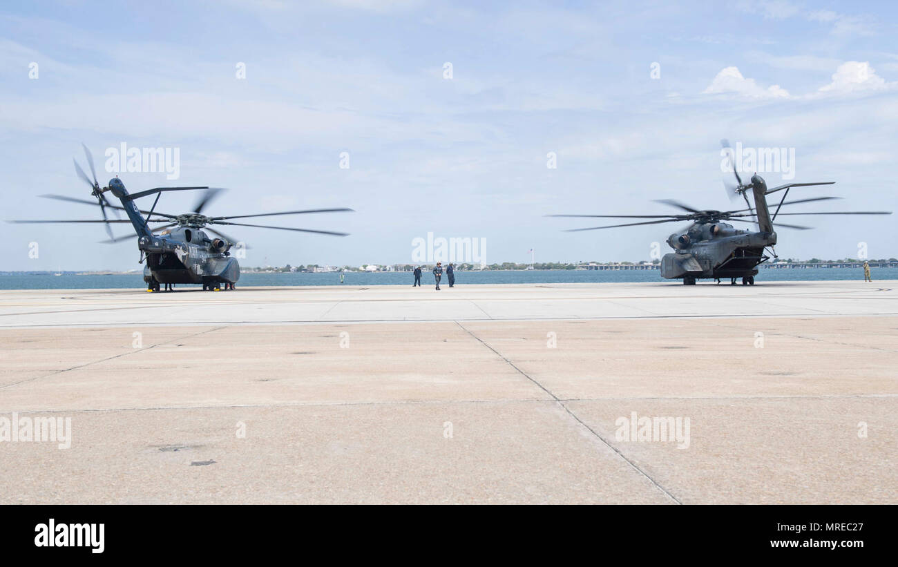 (April 13, 2017) Two MH-53E Sea Dragon helicopters assigned to ...