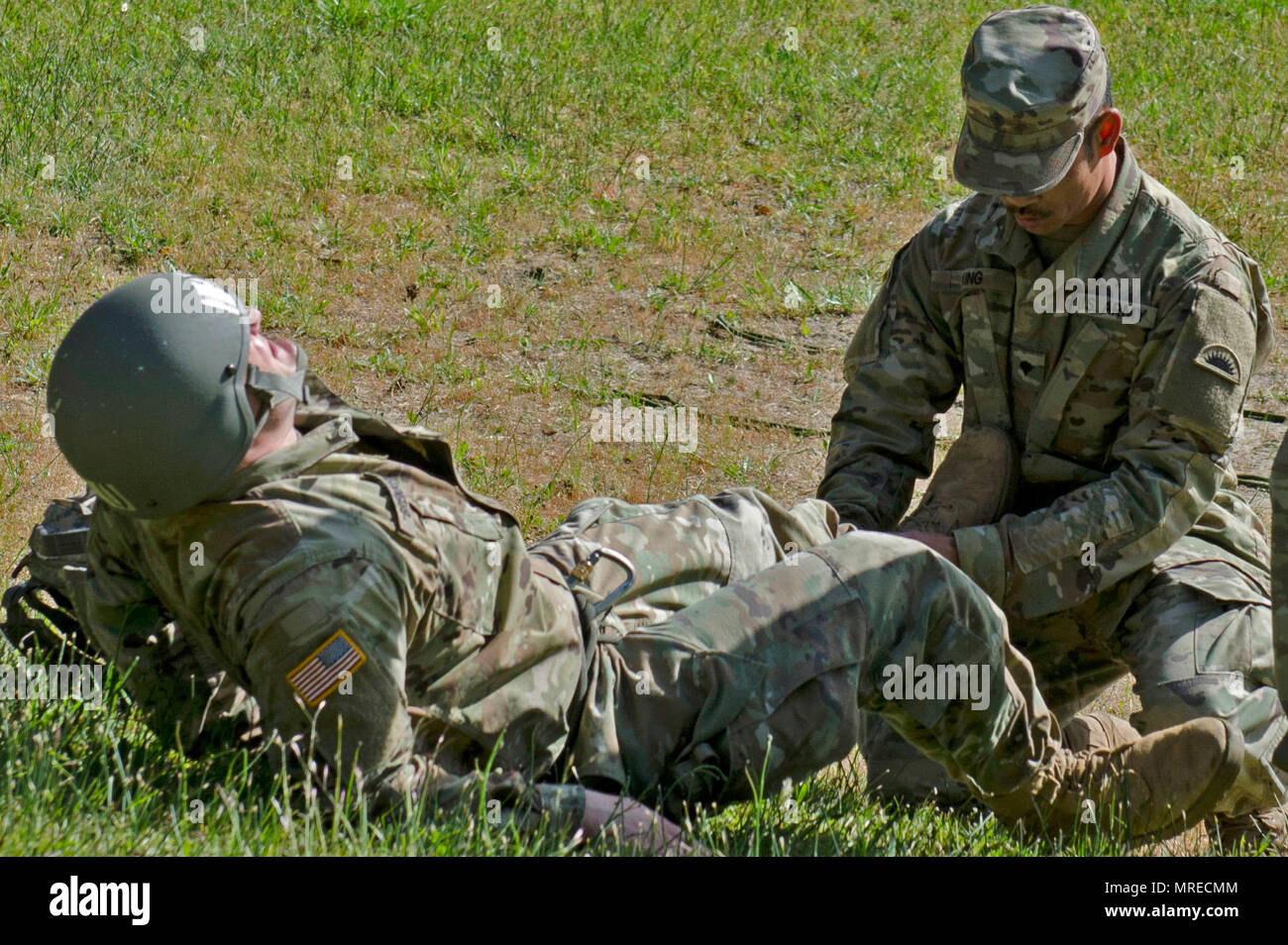 Oregon Army National Guard Spc. Thomas King, a medic assigned to C ...