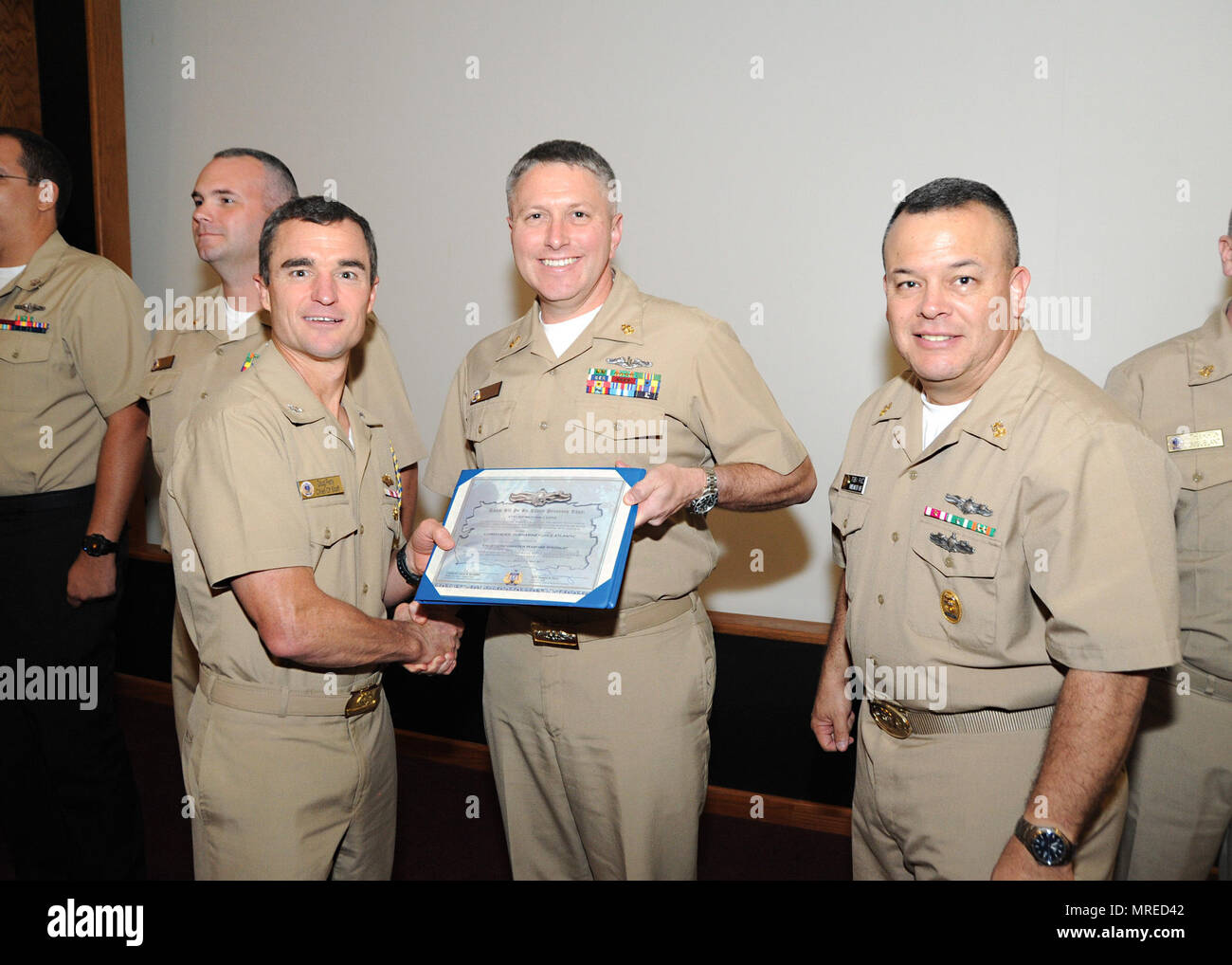 Capt. Douglas Perry, left, Commander Submarine Force Atlantic Chief of ...