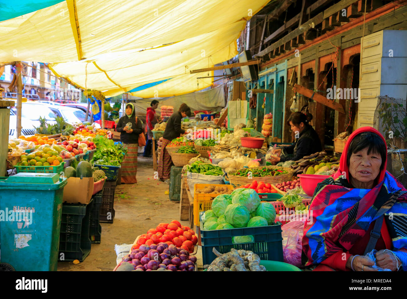 Vegetables market at Thimphu, Bhutan Stock Photo - Alamy