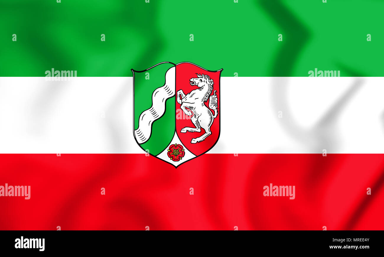 3D Flag of North Rhine-Westphalia, Germany. 3D Illustration Stock Photo ...