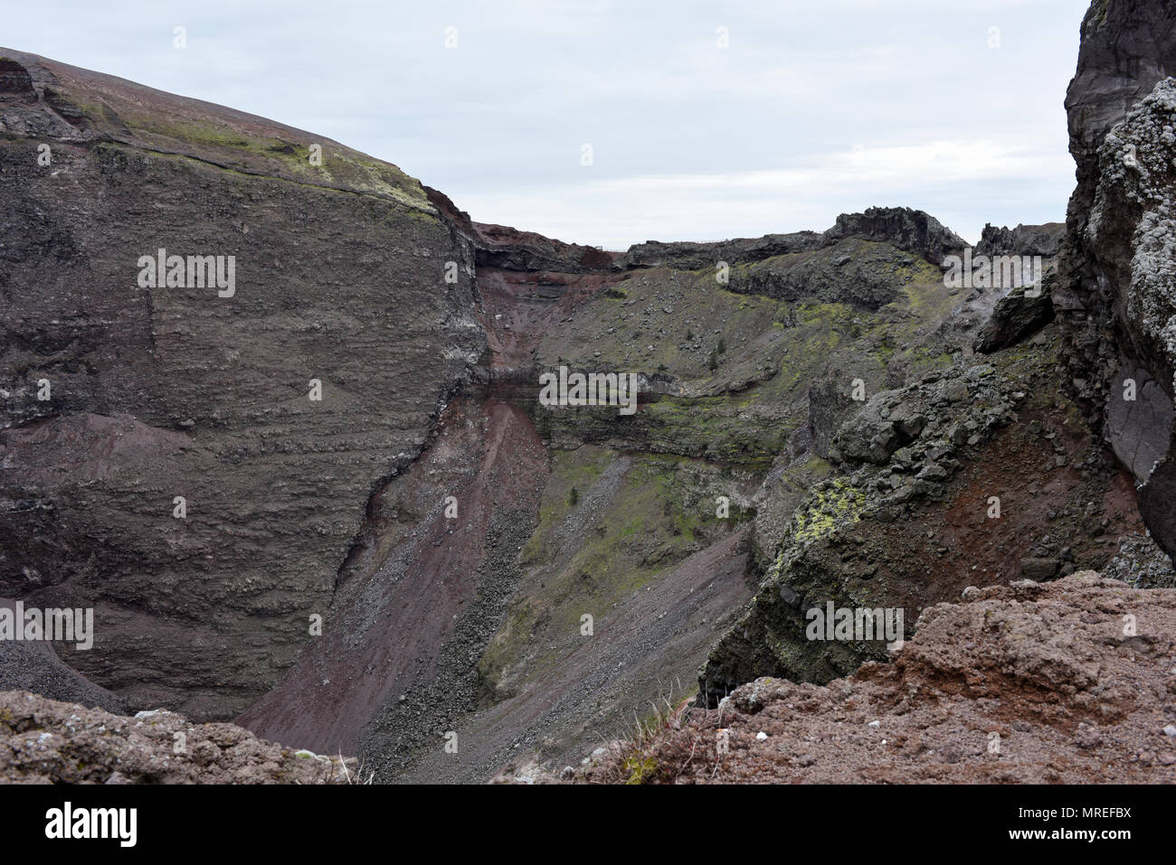 Walking along the crater rim of Mount Vesuvius, Naples, Italy Stock ...