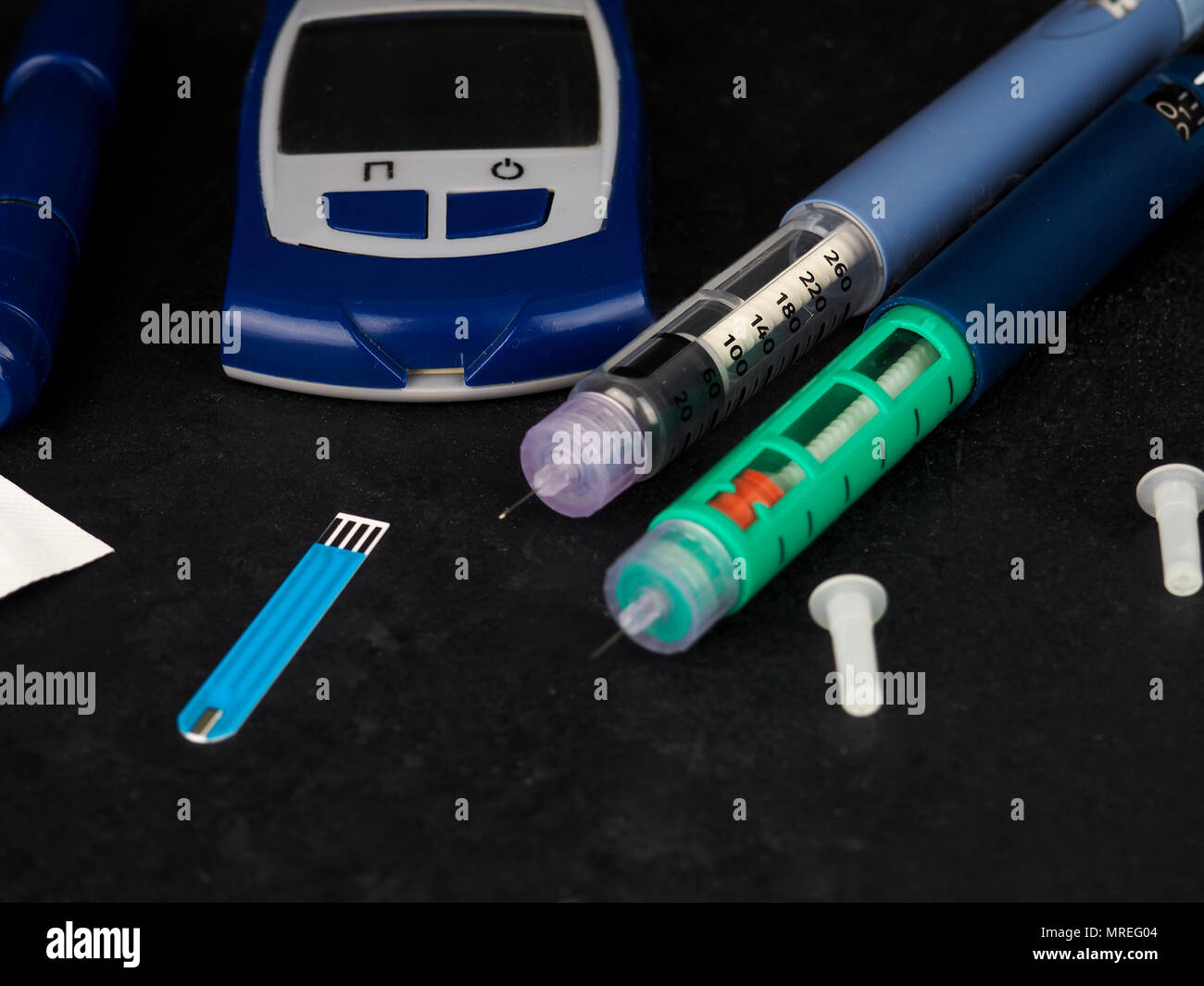 medicine, diabetes, advertisement and health care concept - close up of ...