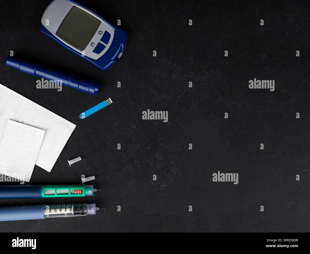 medicine, diabetes, advertisement and health care concept - close up of ...