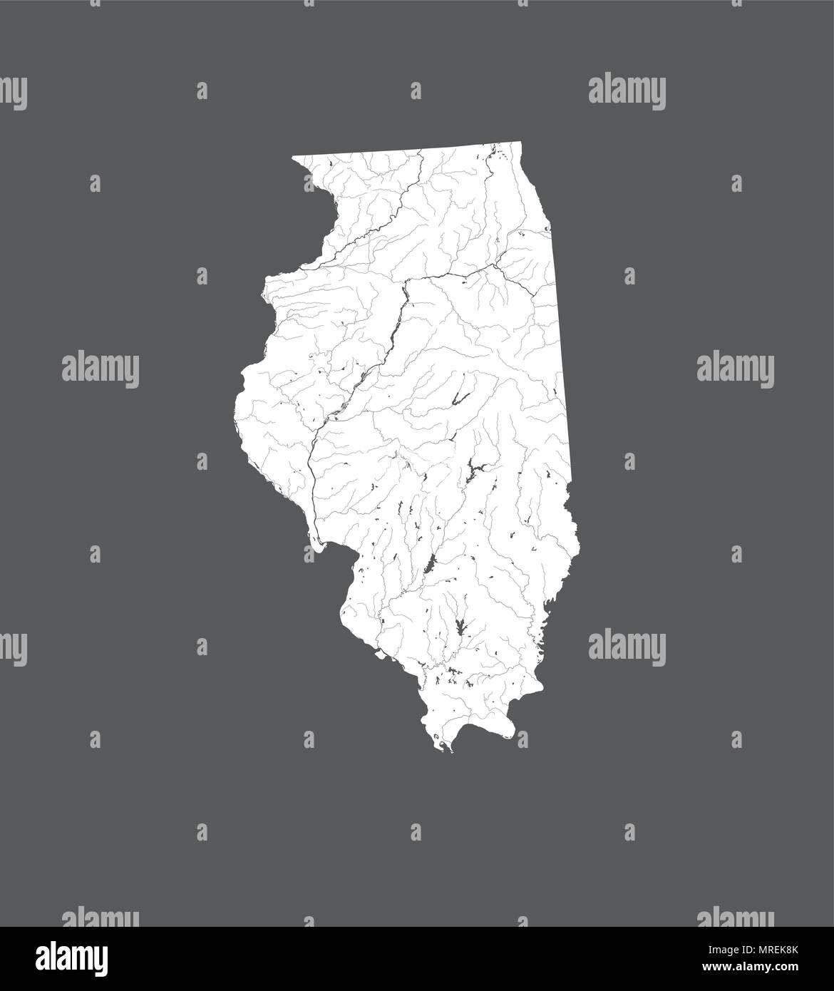 Illinois with lakes and rivers map Stock Vector Images - Alamy