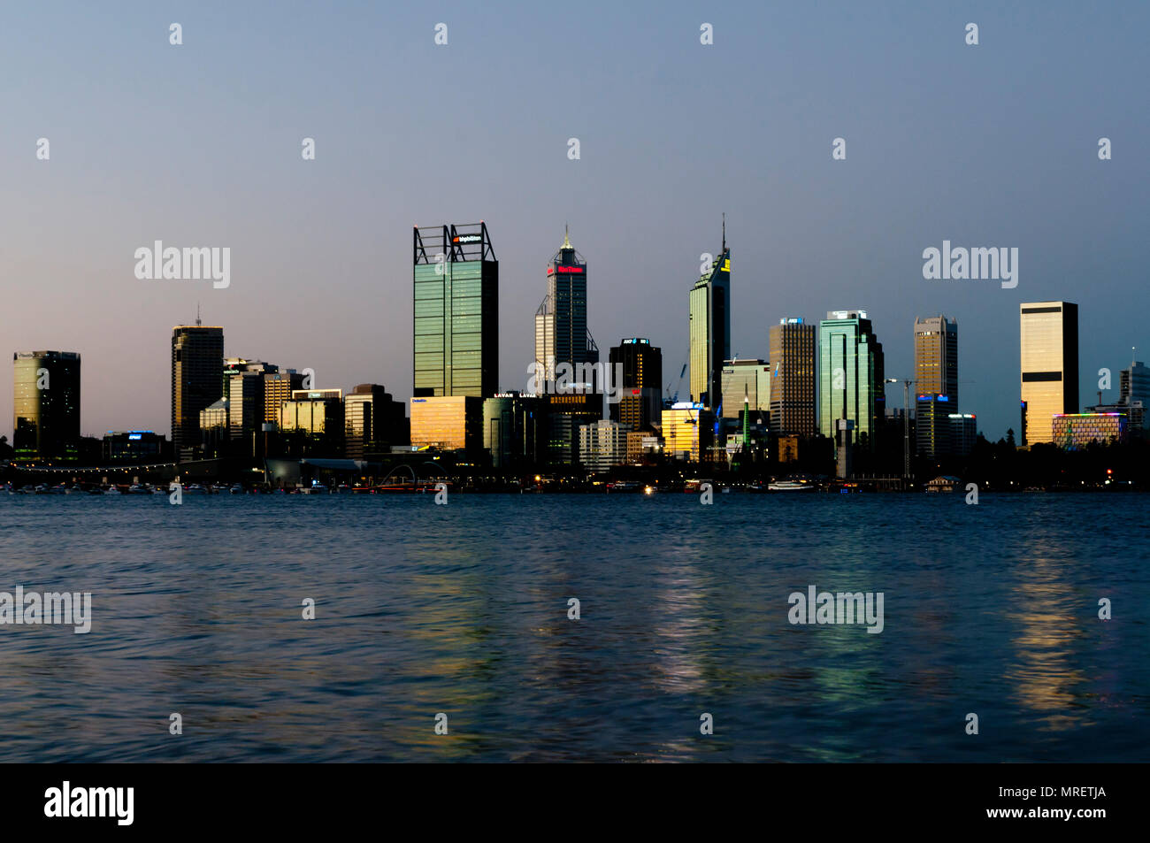 PERTH, AUSTRALIA - January 26, 2018: City skyline of Perth during ...