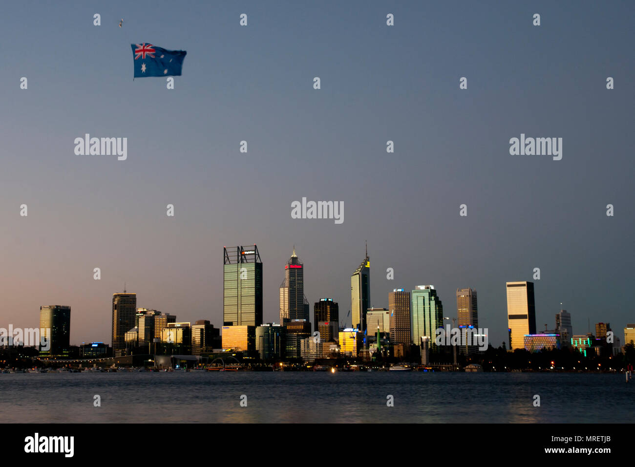PERTH, AUSTRALIA - January 26, 2018: City skyline of Perth during ...