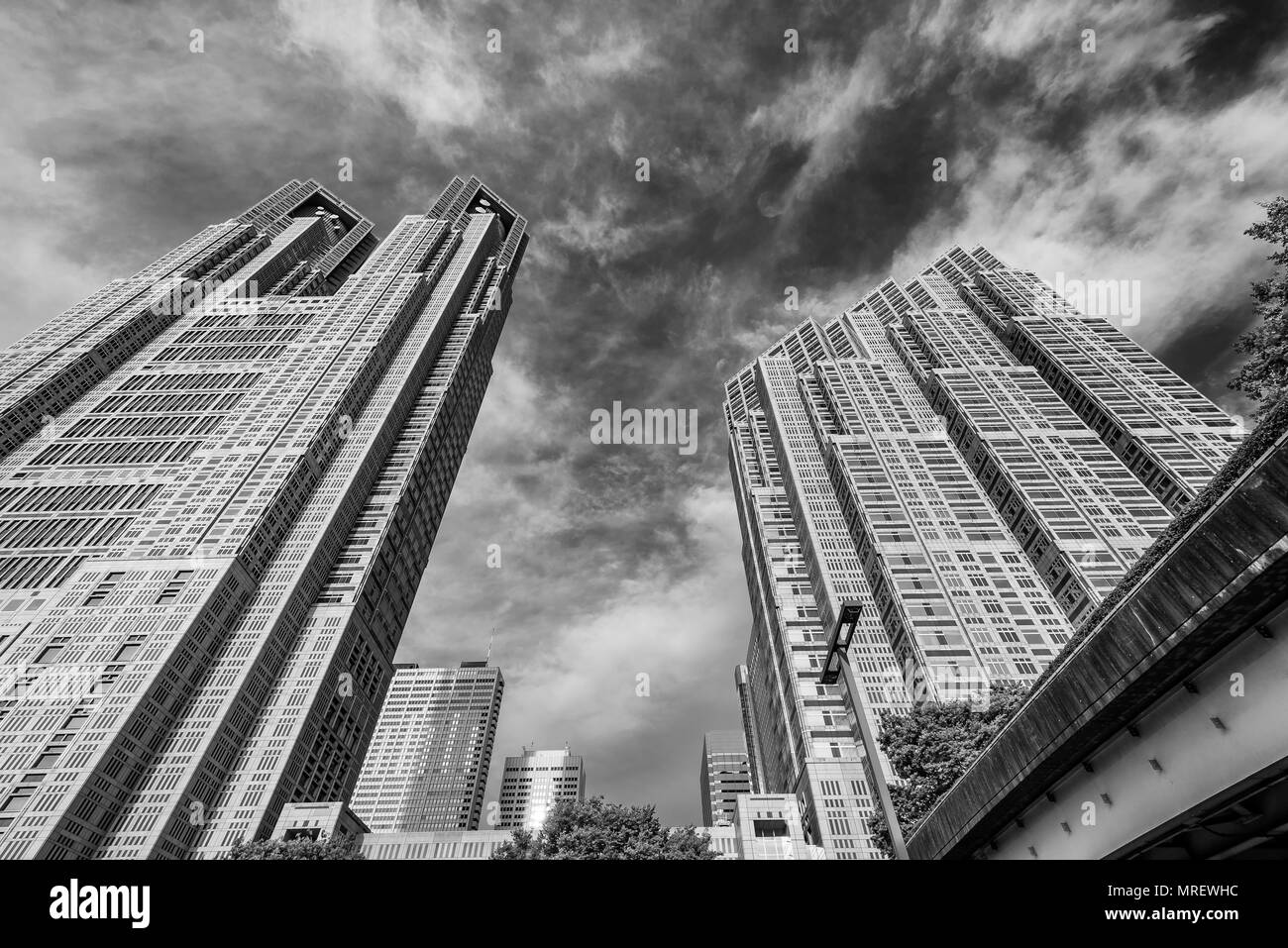 Downtown tokyo reflection Black and White Stock Photos & Images - Alamy