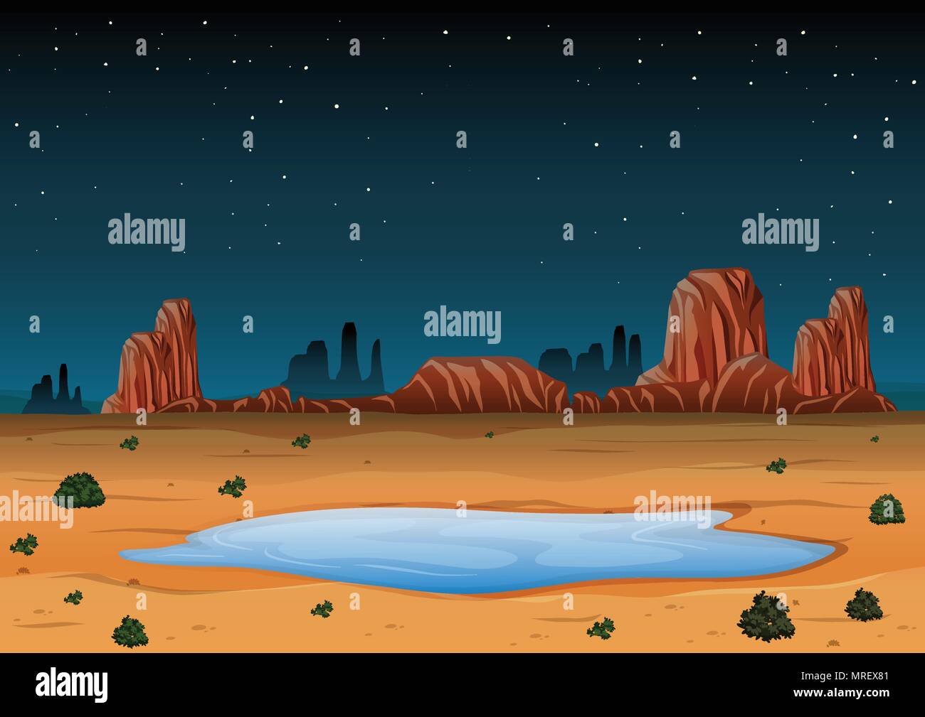 Arizona Landscape at Night Time illustration Stock Vector Image & Art ...