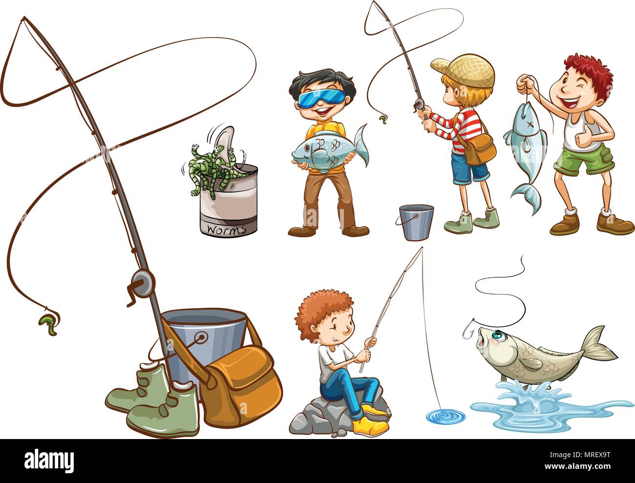 A Set of People Fishing illustration Stock Vector Image & Art - Alamy