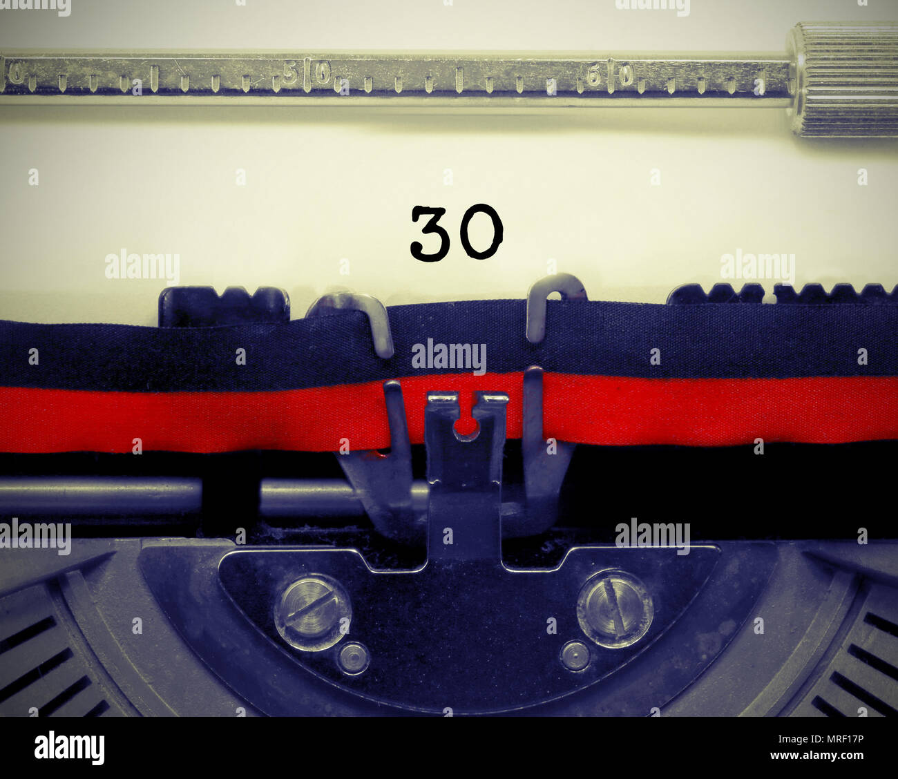 30 Number text written by an old typewriter on white sheet Stock Photo ...