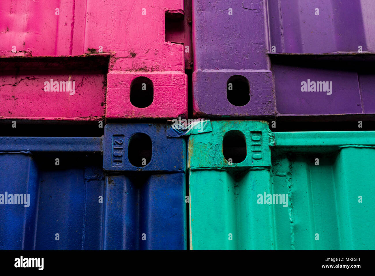 A stack of colourful shipping containers in Berlin, Germany Stock Photo ...