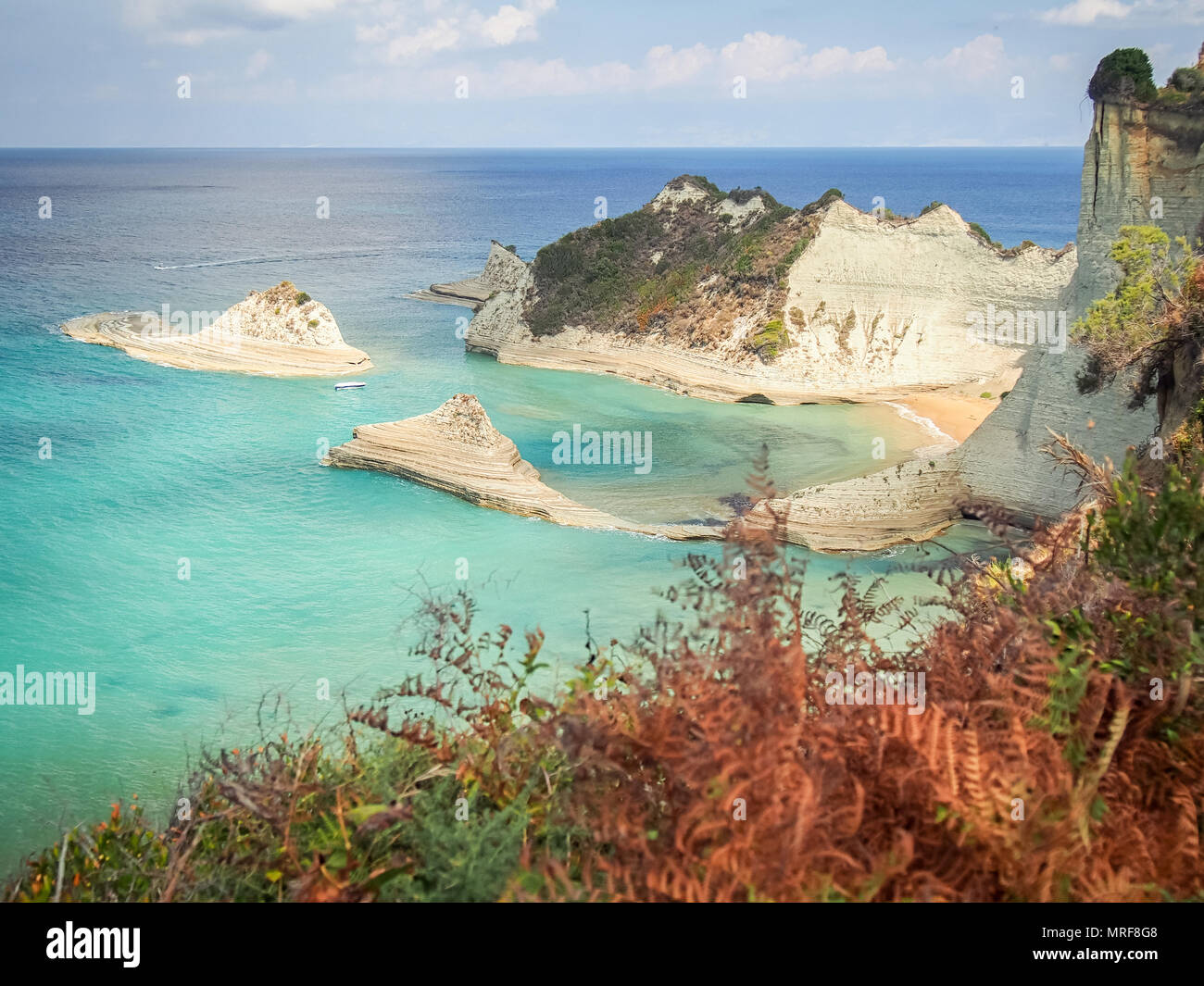 Cape Dratis (Peroulades) formation aerial view, Corfu, Greece Stock ...