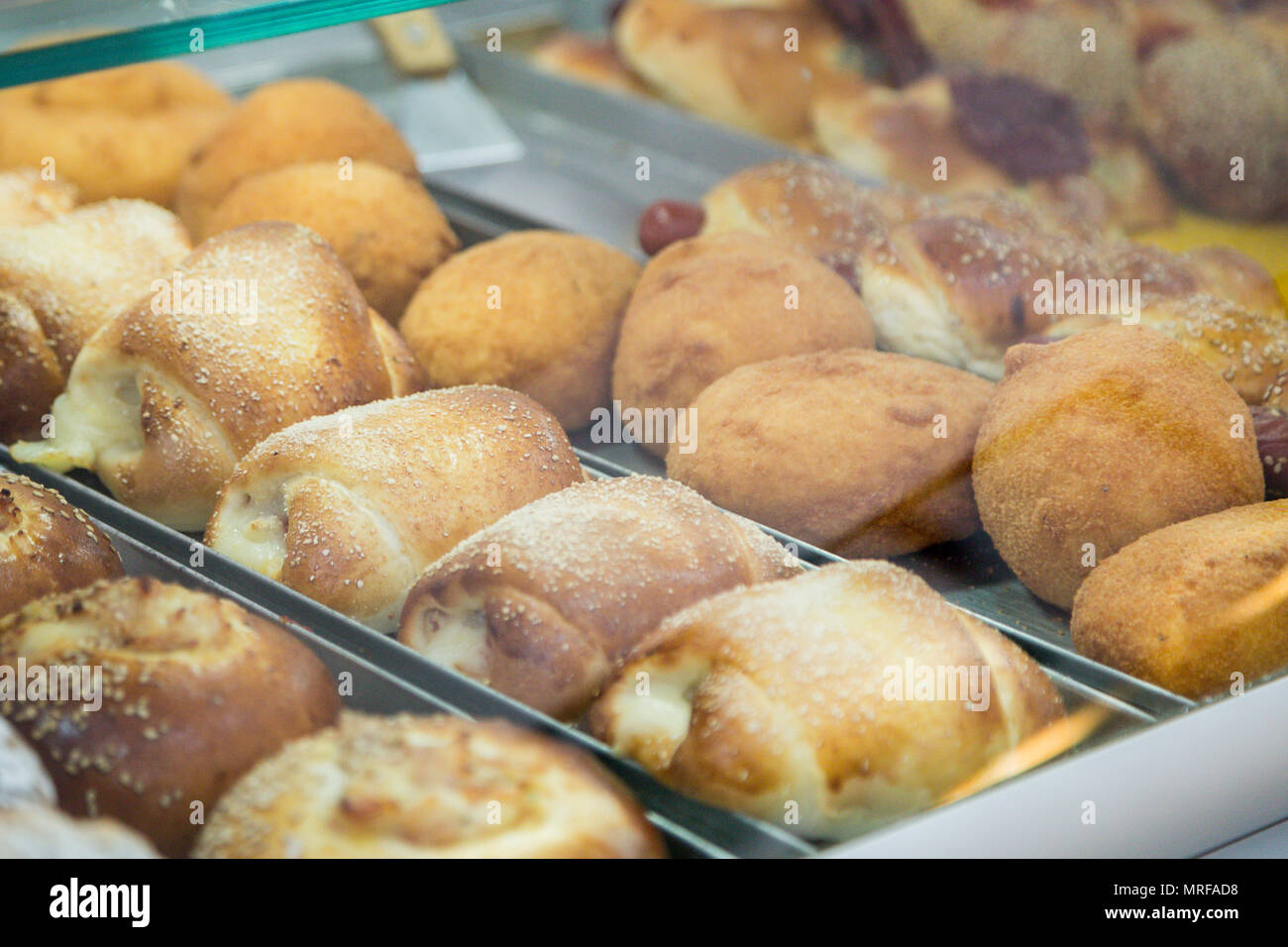 Trays with typical Sicilian street food. Variety of sicilian food on a ...